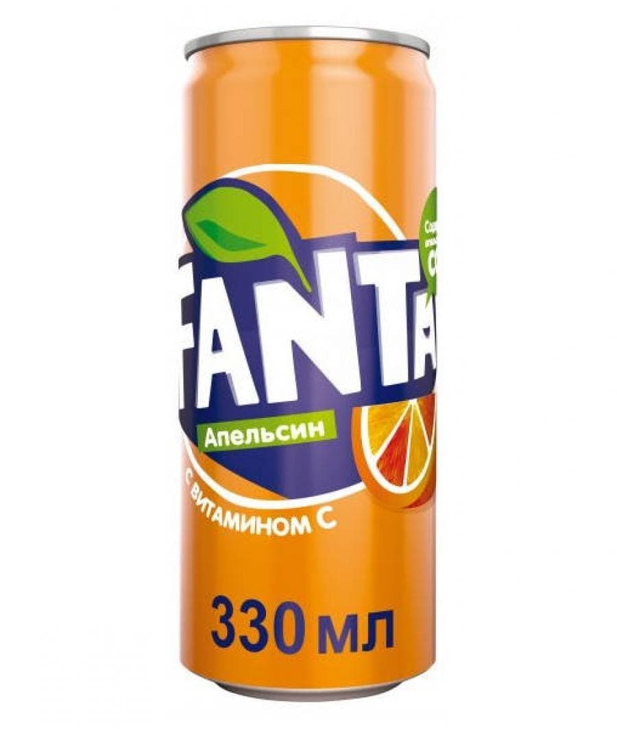 Газированный напиток Fanta Фанта Апельсин 330мл жестяная банка 0.33 л ...